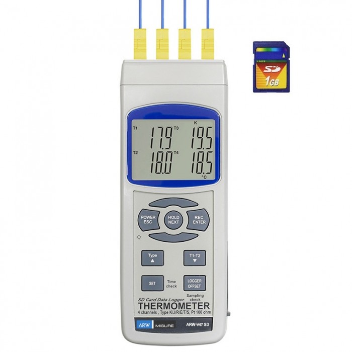 4-channel thermometer with sd card ARW-V47 SD